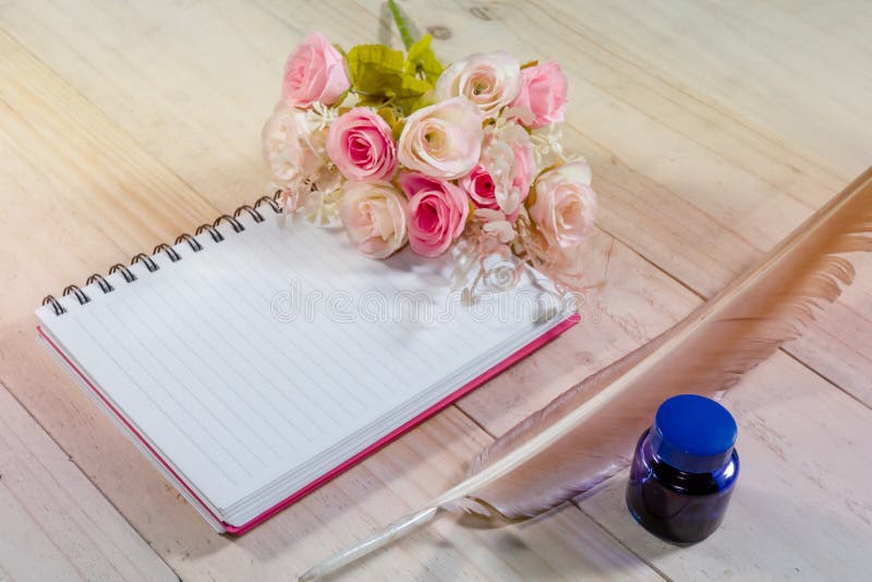 Open Note Book with Feather Pen,filter Effect Stock Photo - Image of ...