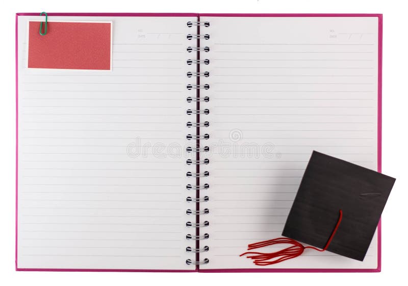 Open Note Book with Graduate Cap Stock Photo - Image of degree ...
