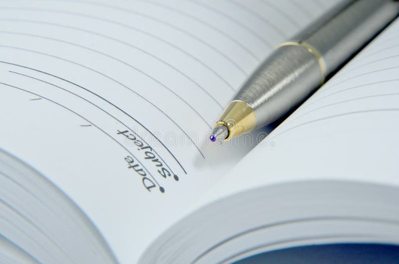 Open note book with pen stock image. Image of data, document - 53082289