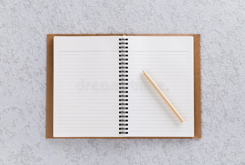 Open Note Book with Pen, Wooden Ruler and Pencil Sharpener. Stock Photo ...