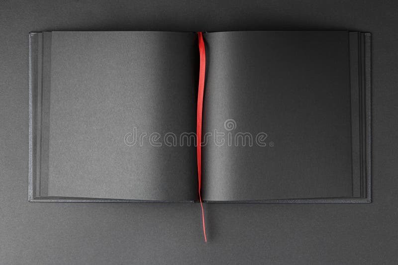 Open Notebook Black Sheets Red Bookmark Stock Photos - Free & Royalty ...