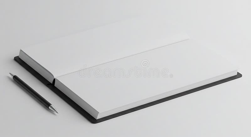 Open Notebook with Blank Pages and Pen for Writing or Drawing Stock ...