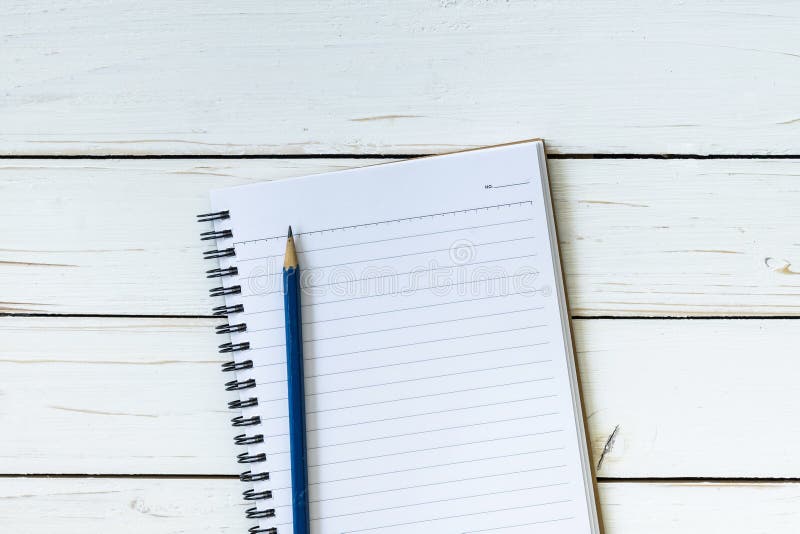 Open Notebook with Blank Pages and Pencil Stock Image - Image of open ...