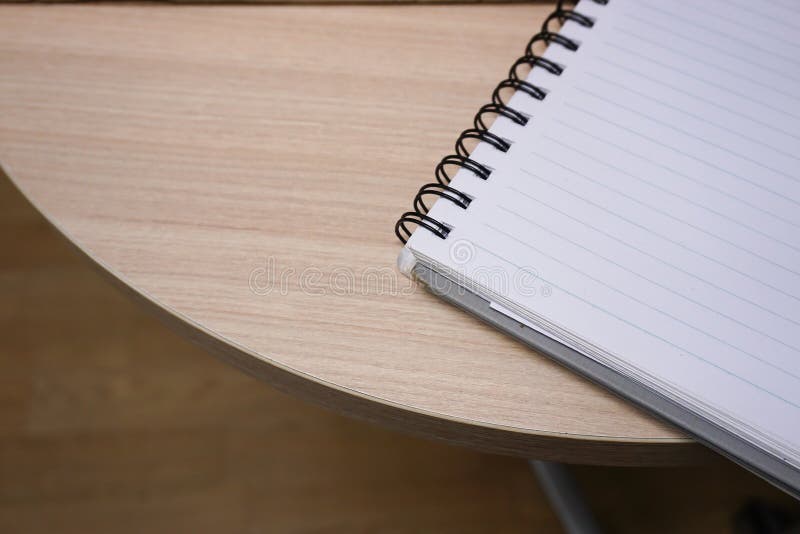 Open Notebook with Blank Pages on the Wooden Table Stock Photo - Image ...
