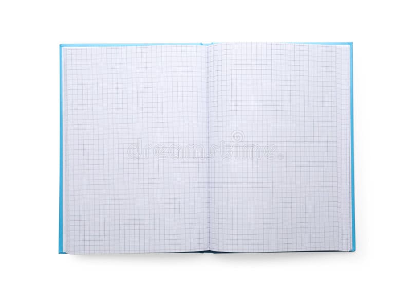 Open Notebook with Blank Sheets Isolated on White, Top View Stock Image ...