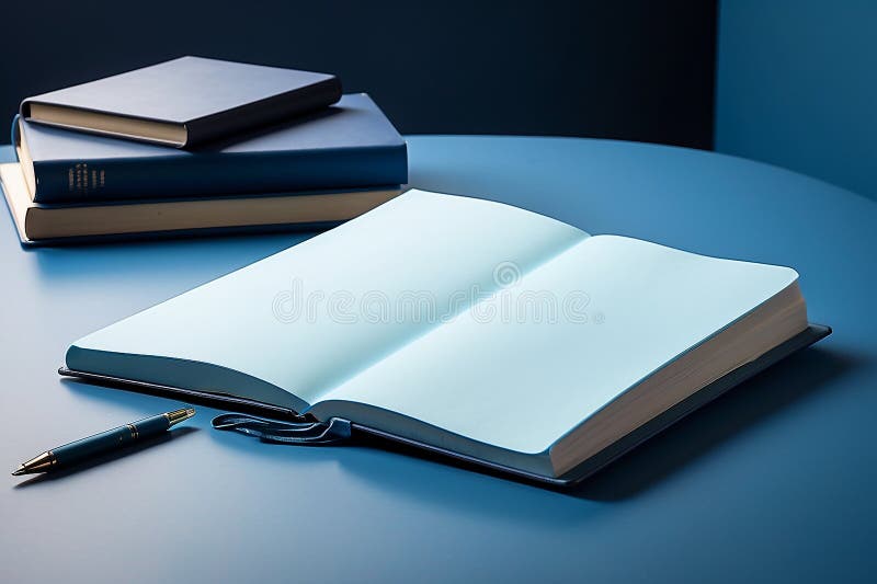 Open Notebook with Blue Pages and Pen for Blue Monday Specials Stock ...
