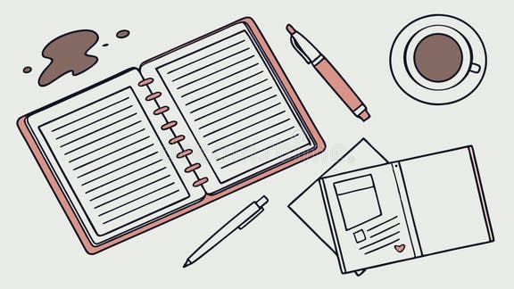 Open Notebook with Coffee, Study Essentials and Creative Workspace ...