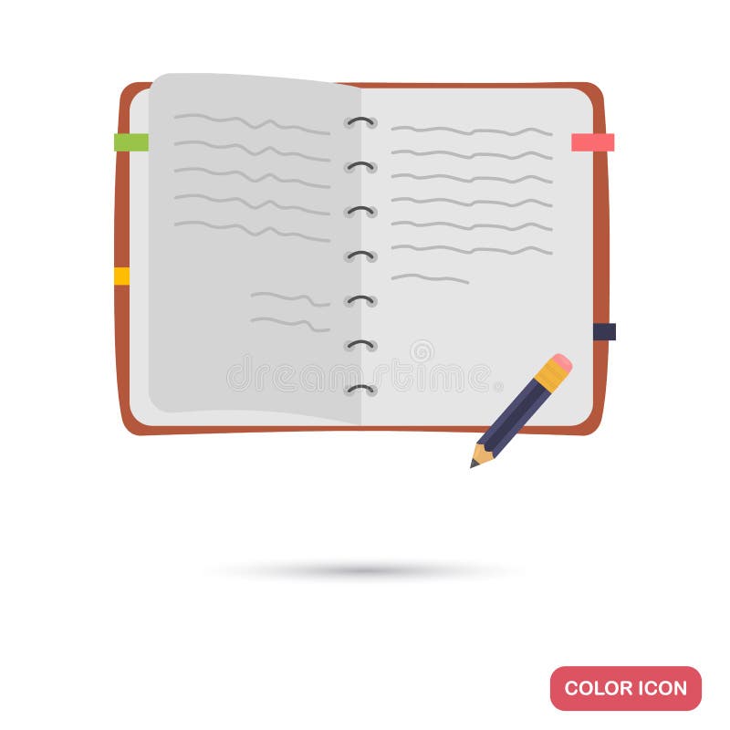 Open Notebook Color Flat Icon for Web and Mobile Design Stock Vector ...