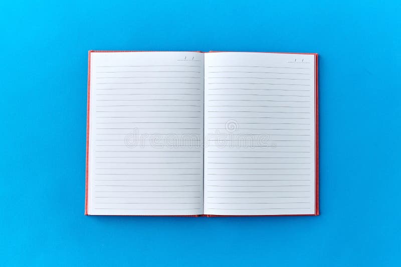 Open Notebook or Diary on Blue Background Stock Photo - Image of mockup ...