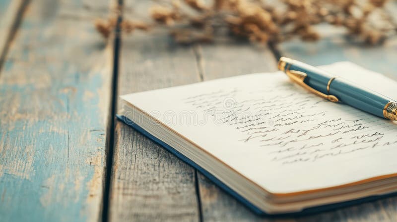 Open Notebook Displaying Handwritten Poetry in Cursive Script ...