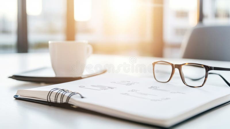 Open Notebook Displaying Risk Assessment Flowchart on an Organized Desk ...