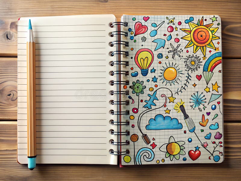 An Open Notebook with Doodles and Notes, Generative Ai Stock ...