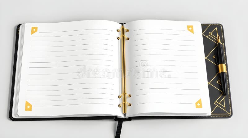Luxury Notebook Mockup with Geometric Foil Details Stock Illustration ...