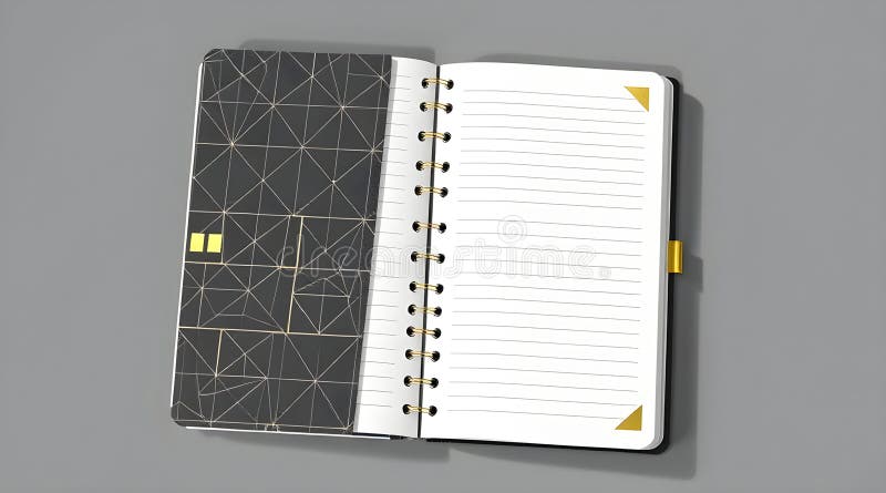 Luxury Notebook Mockup with Geometric Foil Details Stock Illustration ...