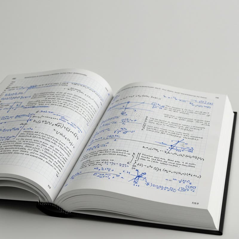 Open Notebook Filled with Mathematical Equations Stock Illustration ...