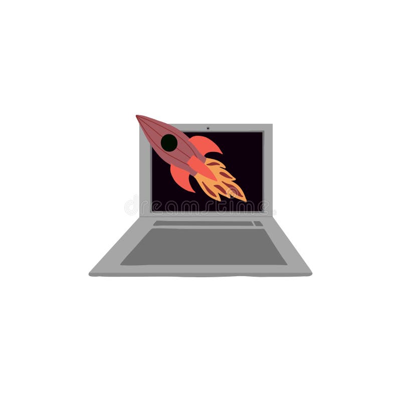 Open Notebook with Flying Rocket Red and Grey Colours Stock Vector ...