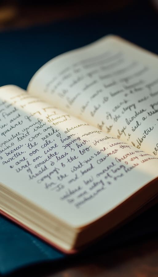 Open Notebook with Handwritten Notes Stock Image - Image of reflection ...