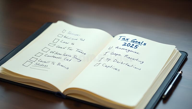 An Open Notebook with Handwritten Tax Goals 2024 and Bullet Points ...