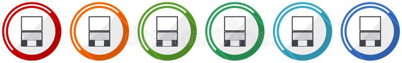 Open Notebook Icon Set, Laptop, Mobile Computer Flat Design Vector ...