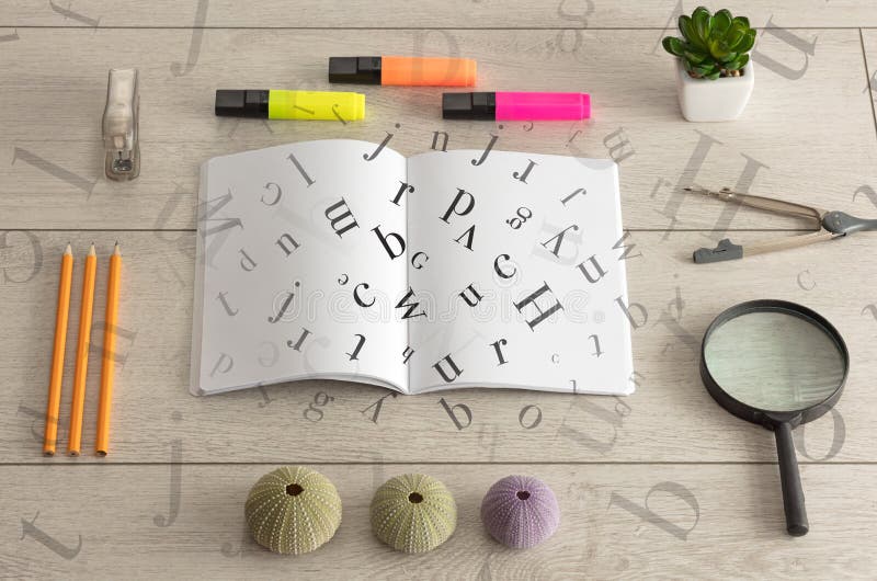 Open Notebook with Letters on it Stock Photo - Image of education ...