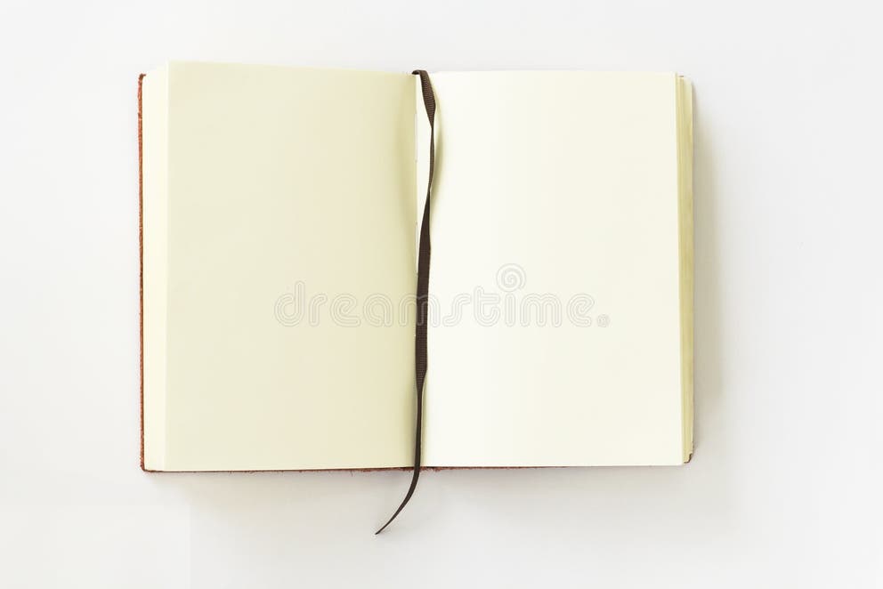 Open Notebook with Mark on White Background Stock Photo - Image of ...