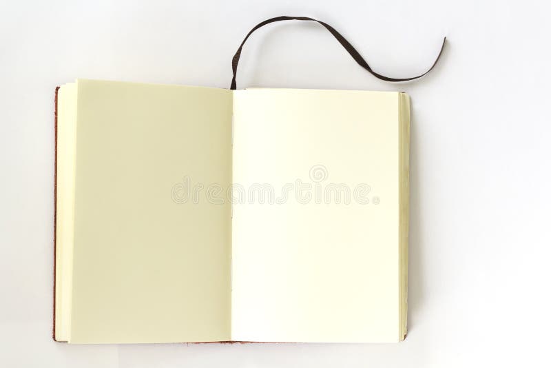 Open Notebook with Mark on White Background Stock Image - Image of ...