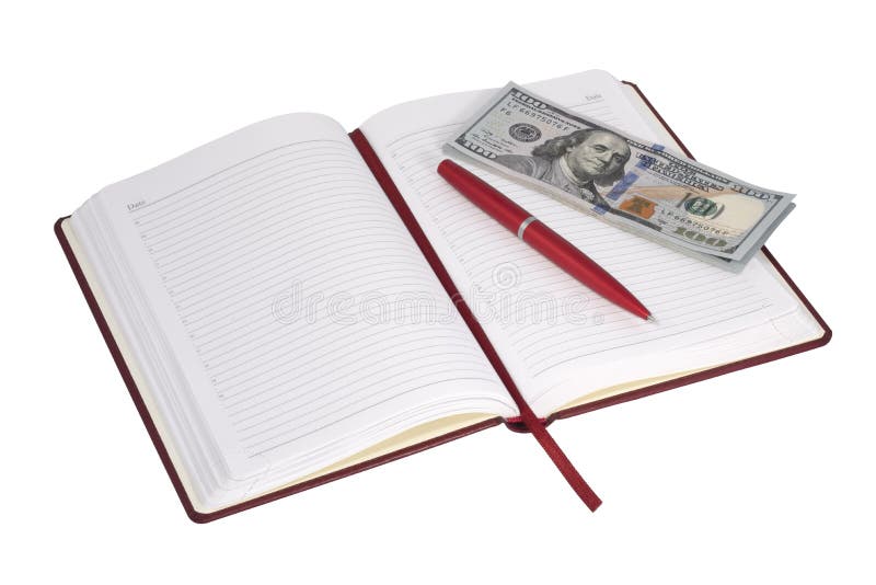 Notebook, Money and Calculator on Desk. Copy Space, Top View Stock ...
