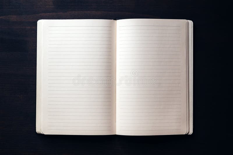 Open Notebook on Office Desk, Mockup Copy Space on Blank Pages Stock ...