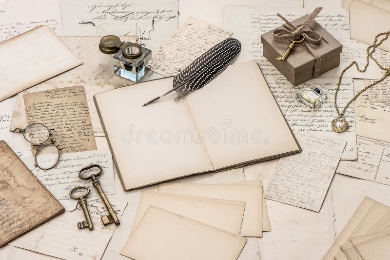 Ink pot and old documents stock photo. Image of letter - 25278438