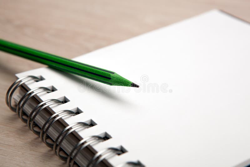 Open Notebook with the One Simple Pencil Stock Photo - Image of notepad ...