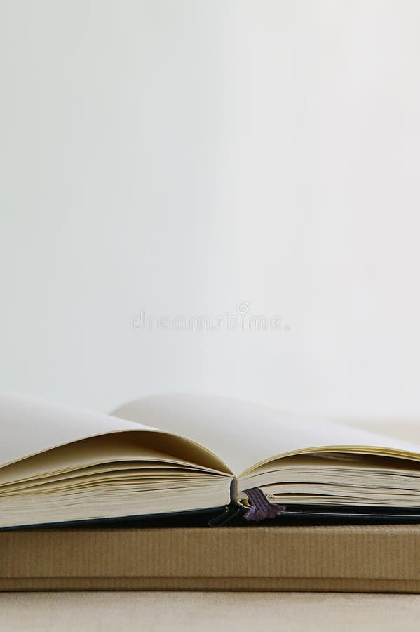 Open Notebook on Paper Box Studio Shot Stock Image - Image of paper ...