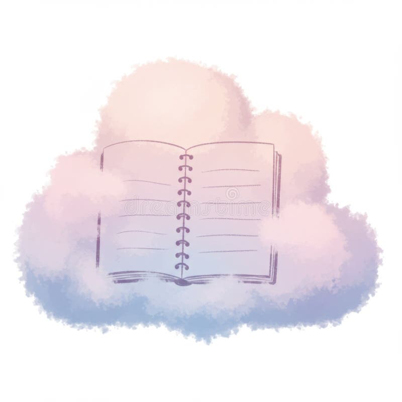Open Notebook in Pastel Cloud Illustration Stock Illustration ...