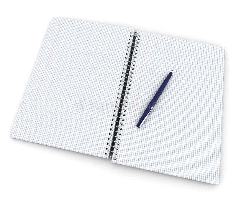 Open notebook with pen stock illustration. Illustration of message ...