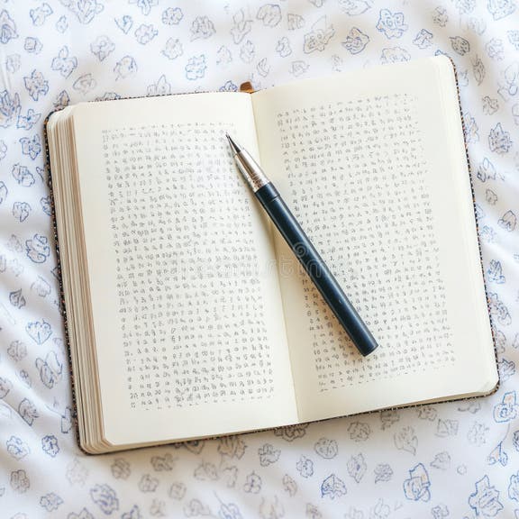 Open Notebook with Pen and Handwritten Text Stock Illustration ...