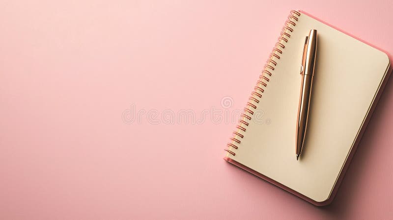 Open Notebook with a Pen Mock Up Resting on a Pastel Pink Background ...