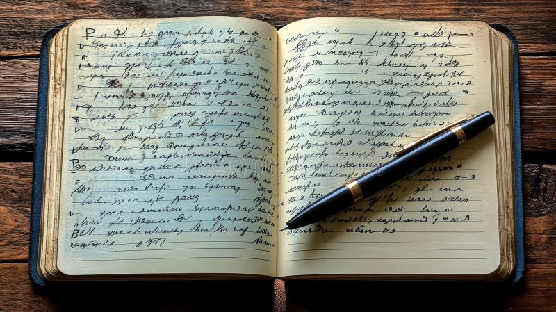 Open Notebook and Pen Resting on a Textured Surface for Writing or ...