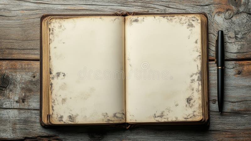 Open Notebook and Pen Resting on a Textured Surface for Writing or ...