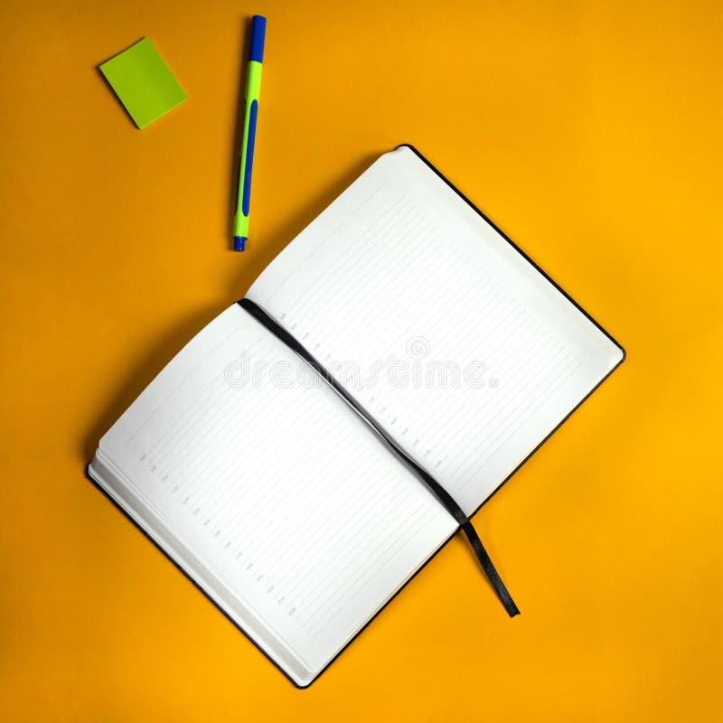 Open Notebook Pen Stickers Orange Background Stock Photos - Free ...
