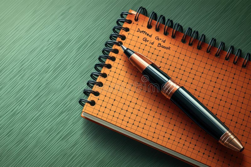 Open Notebook with Pen on Textured Green Table Surface Stock Photo ...
