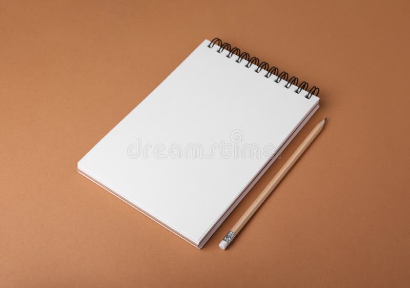 Top View Mockup Office Desk with Blank Notebook, Weekly Paper Planner ...