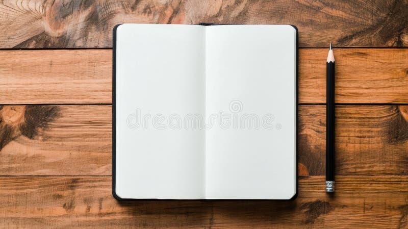 An Open Notebook with a Pencil Next To it. Stock Photo - Image of brown ...