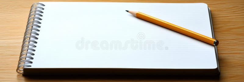 Open Notebook with a Pencil Resting on a Bright Wooden Desk in a ...