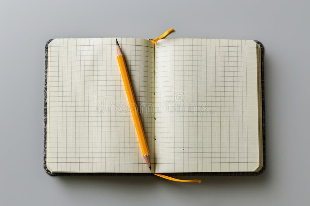 An Open Notebook with a Pencil Sticking Out of it. Perfect for Office ...