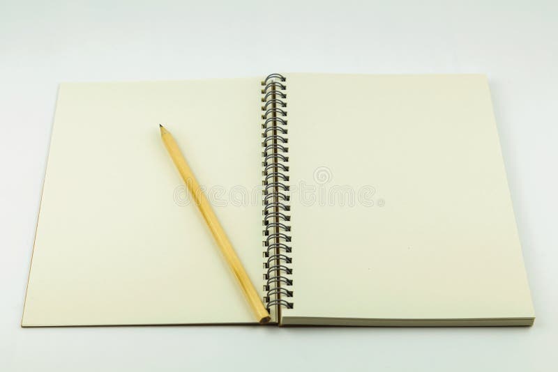 Open notebook with pencil stock photo. Image of white - 92181672