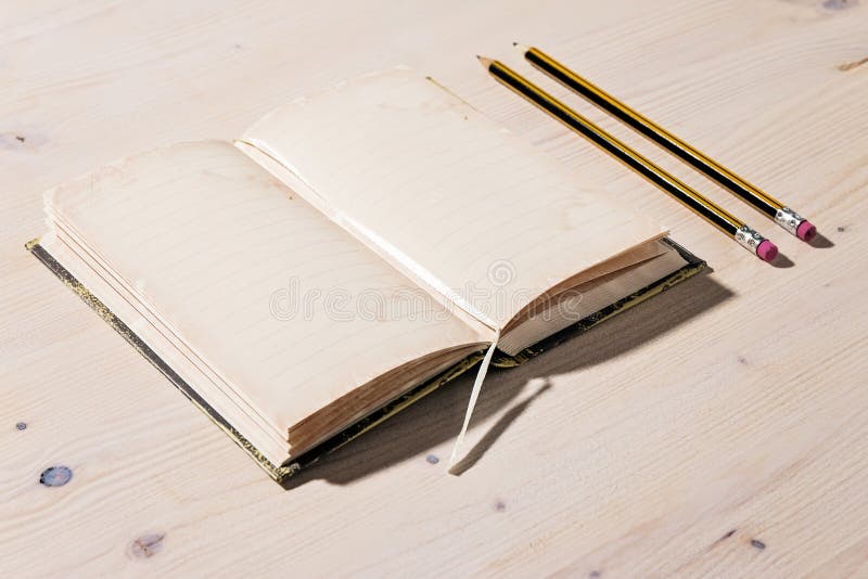 Open Notebook and Pencil stock photo. Image of memo, notebook - 58339736