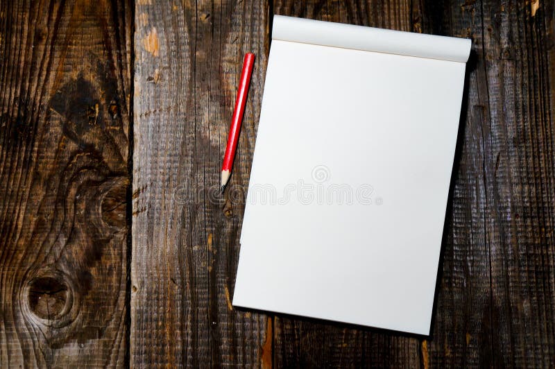 Open Notebook with Pencil on a Wooden Table Stock Image - Image of ...