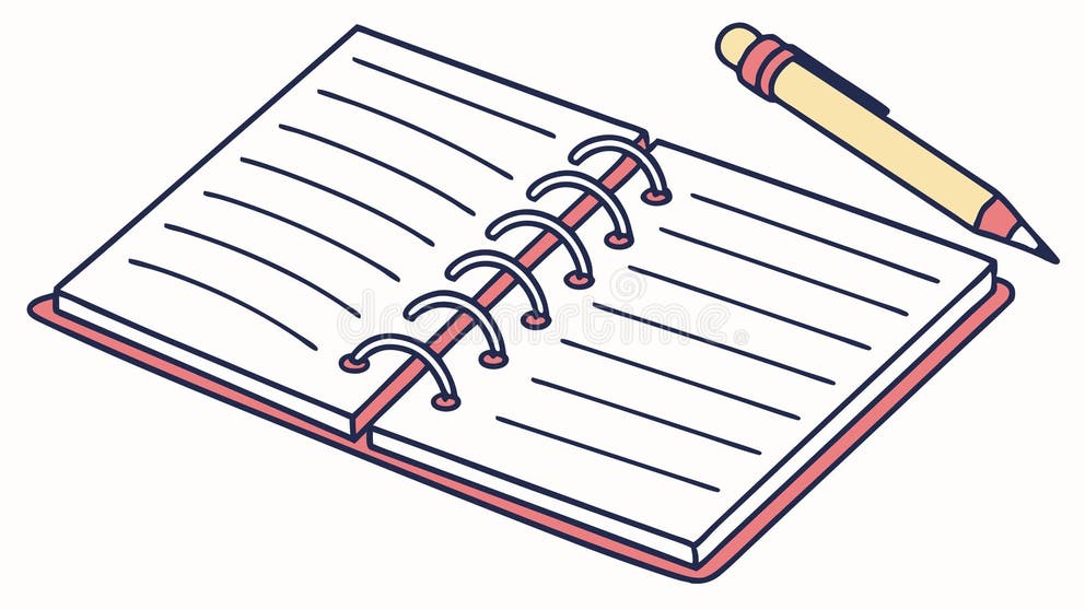 Open Notebook and Pencil Writing Journaling Study, Vector Design ...