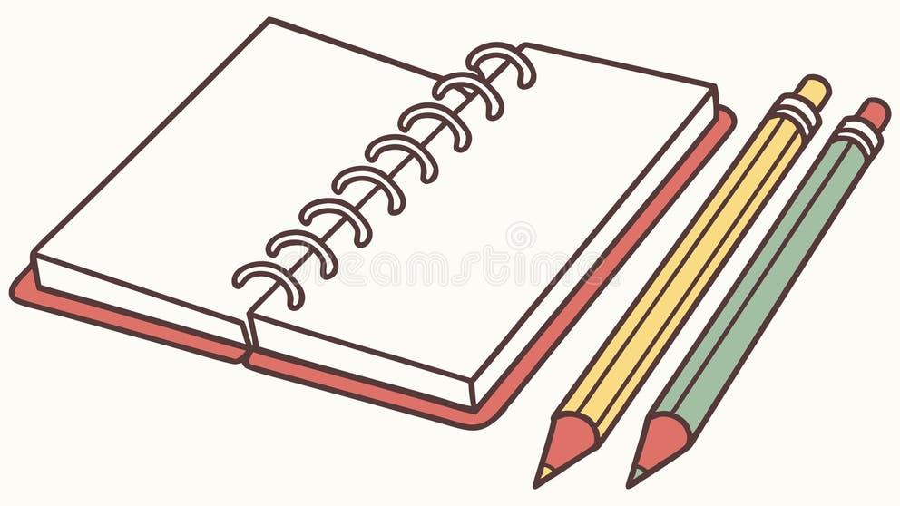 Open Notebook with Pencil. Writing Study Tools, Vector Design ...