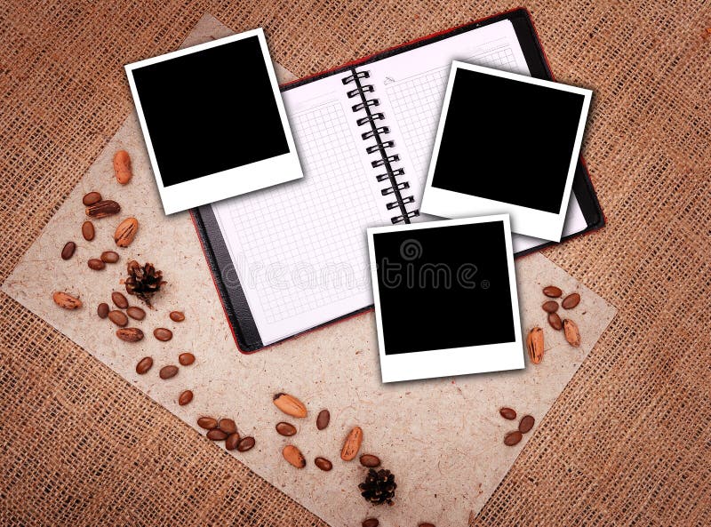 Open Notebook with Polaroid Stock Photo - Image of polaroid, book: 12638304