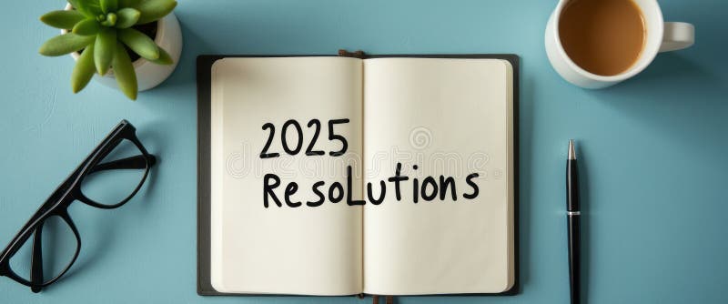 Open Notebook with 2025 Resolutions Written Inside Stock Photo - Image ...